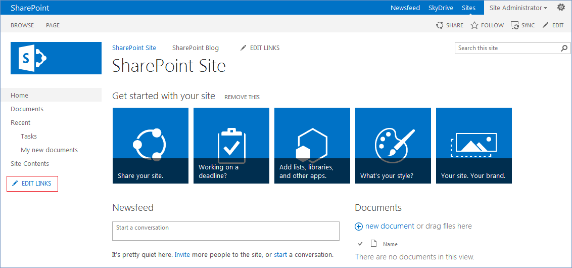 How To Add A Link To The Quick Launch Toolbar In SharePoint 2013